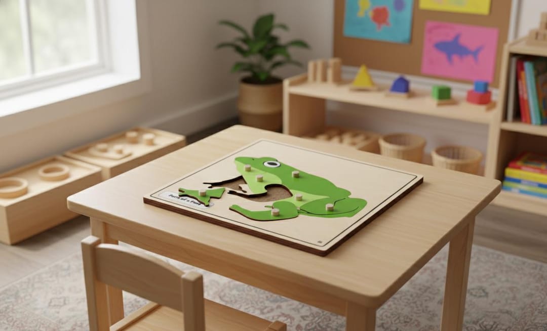 Montessori Frog Puzzle | Wooden Zoology Anatomy Learning Toy - Etsy