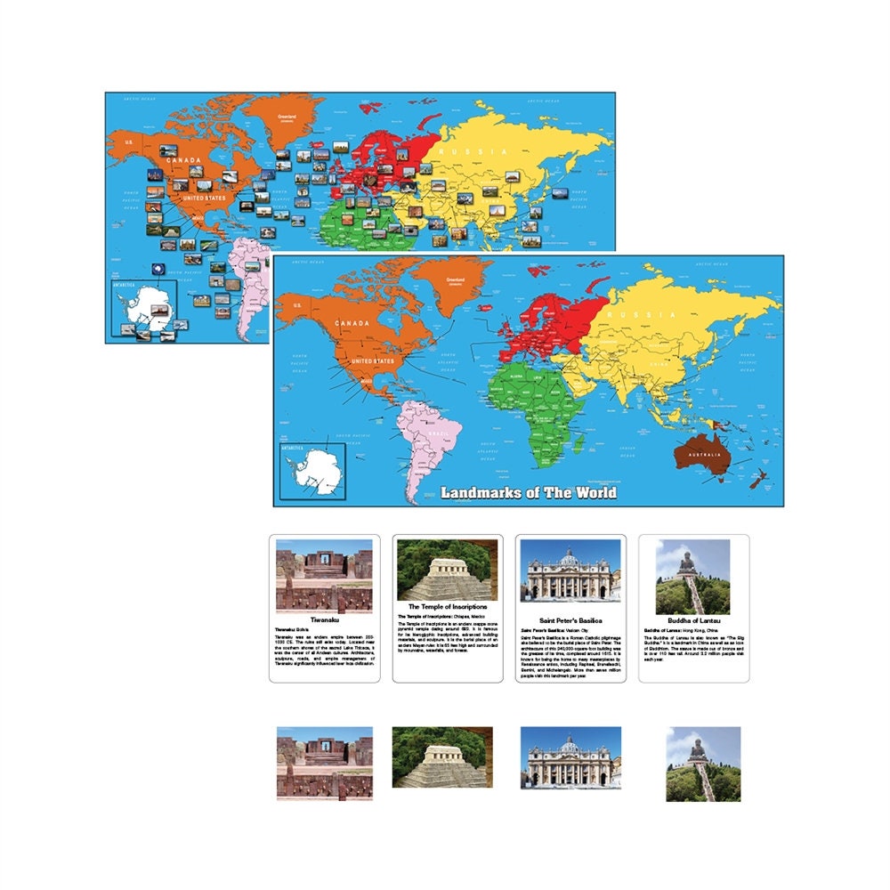 World Landmarks Educational Montessori Geography Materials for Kids and ...