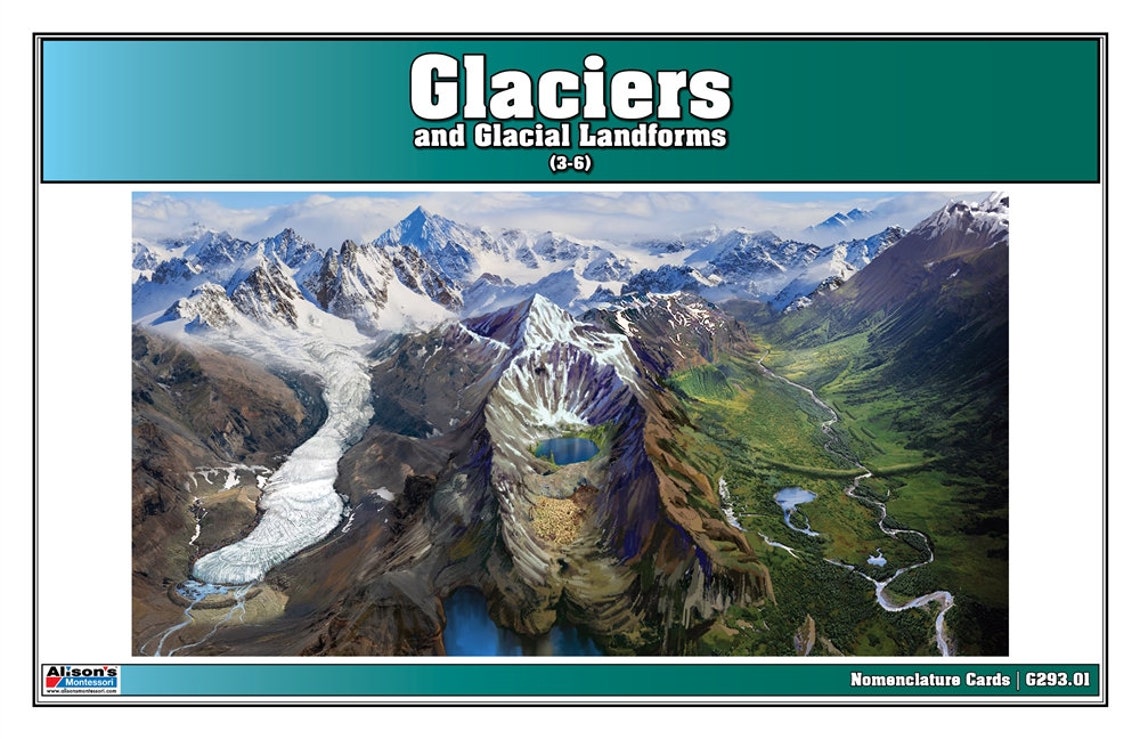Glaciers and Glacial Landforms Puzzle With Nomenclature Cards 3-6 ...