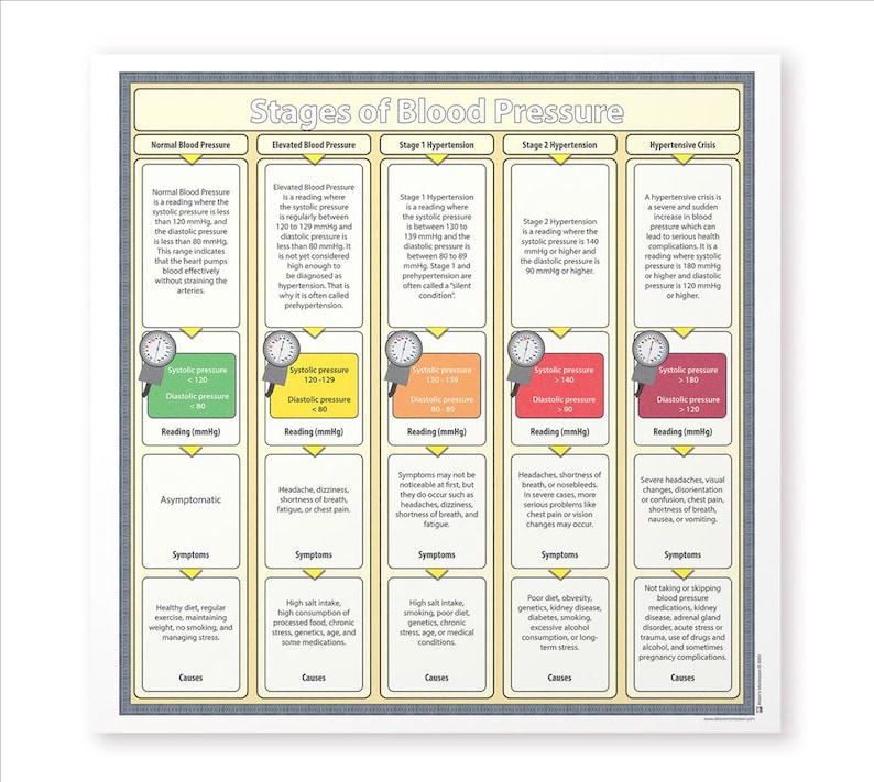 Comprehensive Blood Pressure Stages Chart: Educational Science Resource ...