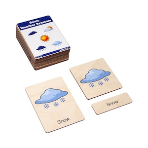Weather Symbols Wooden Nomenclature Cards: Montessori Homeschool - Etsy