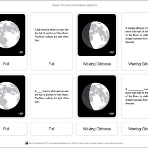 Phases of the Moon Puzzle With Nomenclature Cards (6-9) | Montessori ...