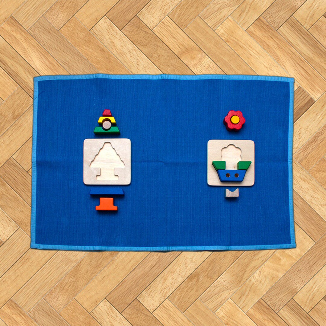 Blue Montessori Classroom Mat: Medium-sized Educational Rug for Toddler ...