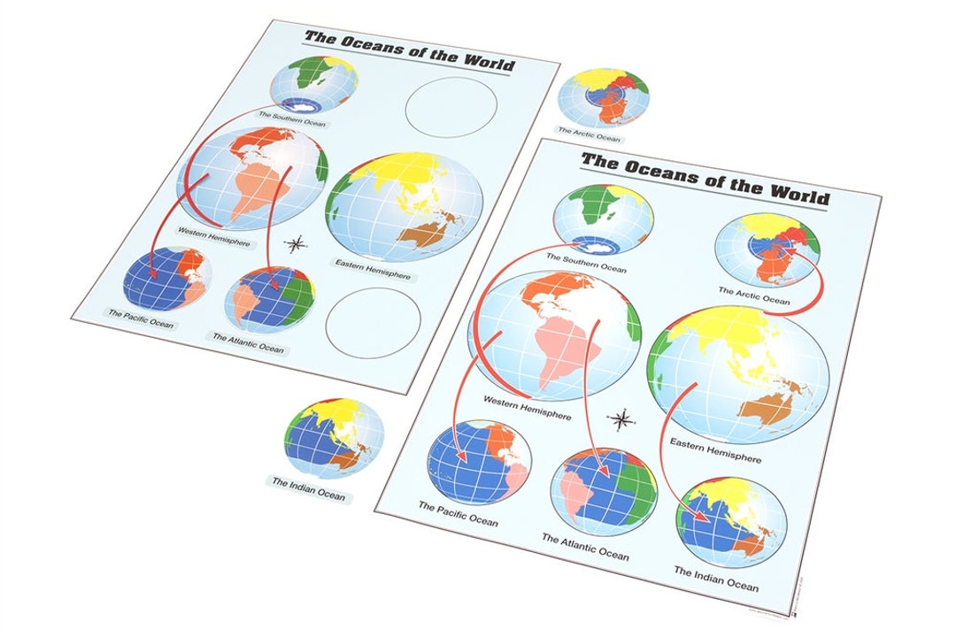 Oceans of the World Chart | Montessori Geography Material - Etsy