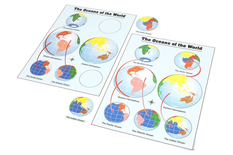 Oceans of the World Chart Montessori Material Montessori - Etsy