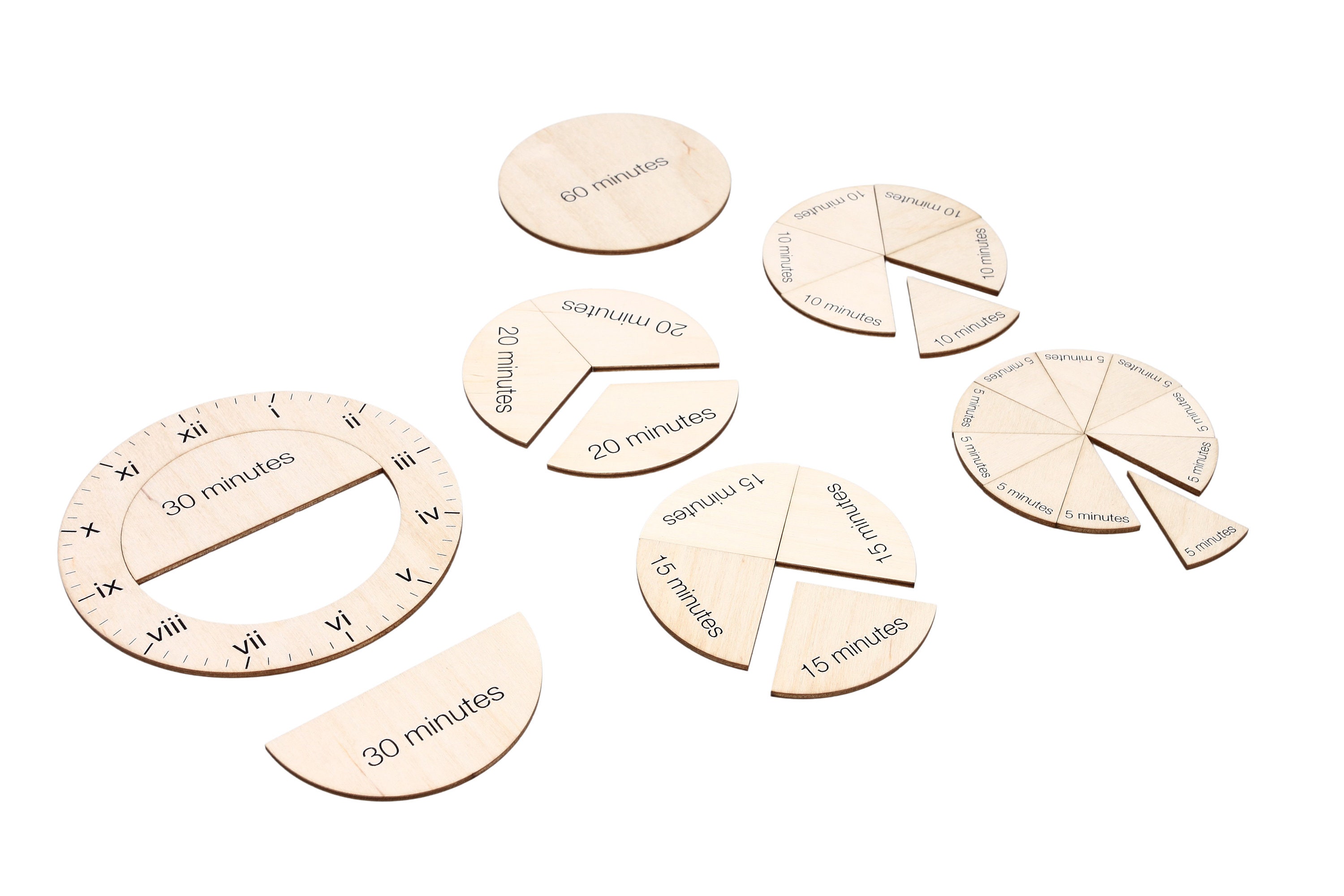 Wooden Time Fractions | Montessori Math Materials | Time Activity - Etsy