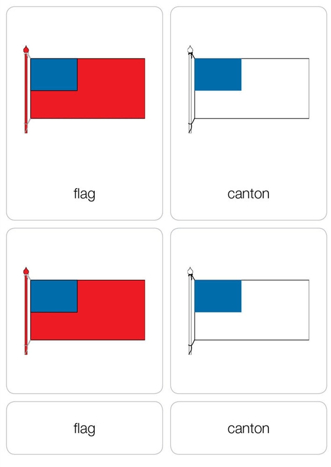Parts of a Flag Puzzle With Nomenclature Cards 3-6 printed Montessori ...