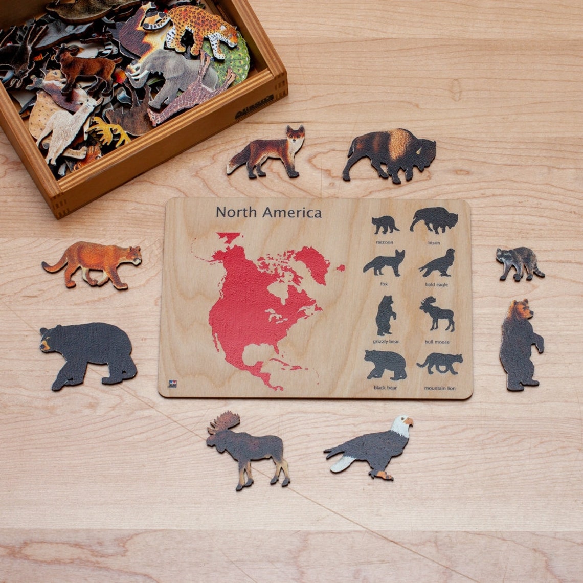 Wooden Animals of the Continents | Animals of the World | Montessori ...