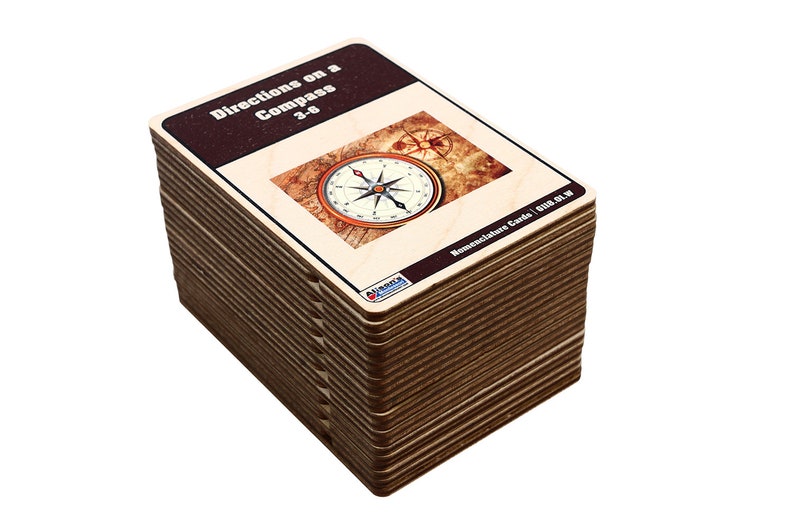 Directions on a Compass Wooden Three-part Cards Montessori - Etsy