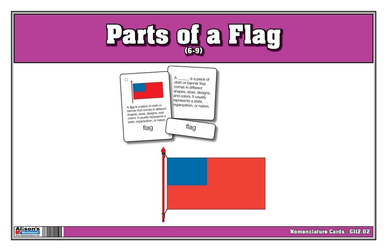 Parts of a Flag Puzzle With Nomenclature Cards 6-9 printed Montessori ...