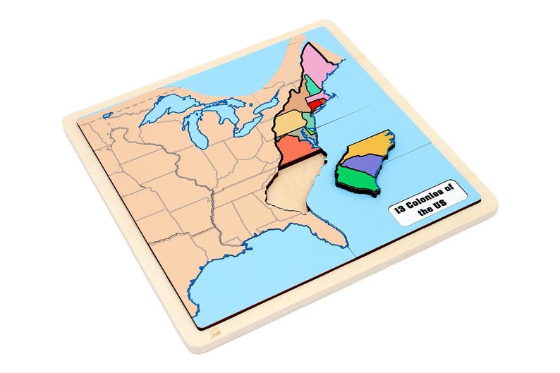 13 Colonies of the U.S. Puzzle | Montessori Materials | Wooden Learning ...