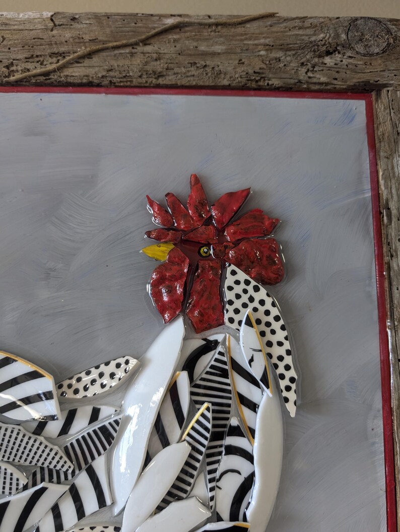 Farmhouse Whimsical Mosaic Rooster 18 Inches by 18 Inches - Etsy