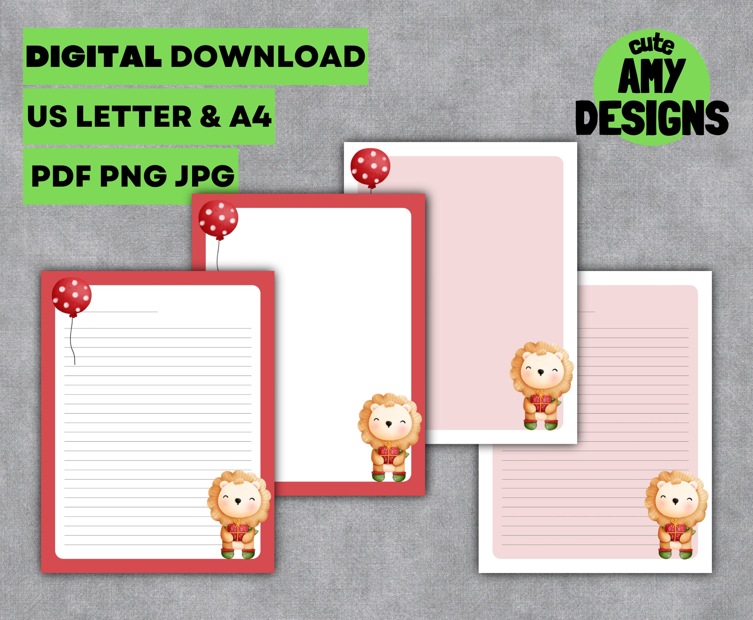 Printable Christmas Stationery Paper Set US Letter and A4 - Etsy