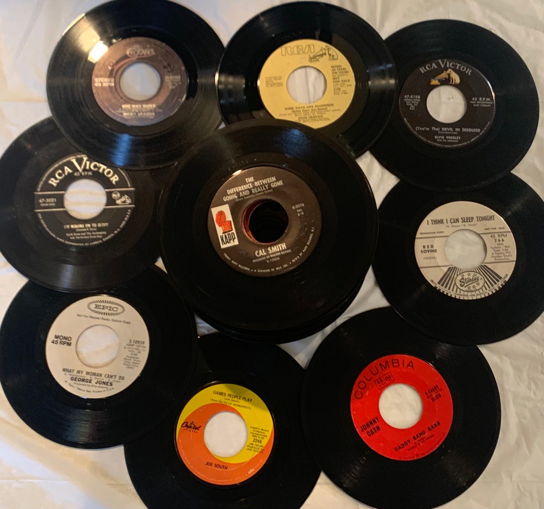 Lot of 50 Used 7” 45RPM Vinyl Records 1960’s-1980’s Country & Western ...