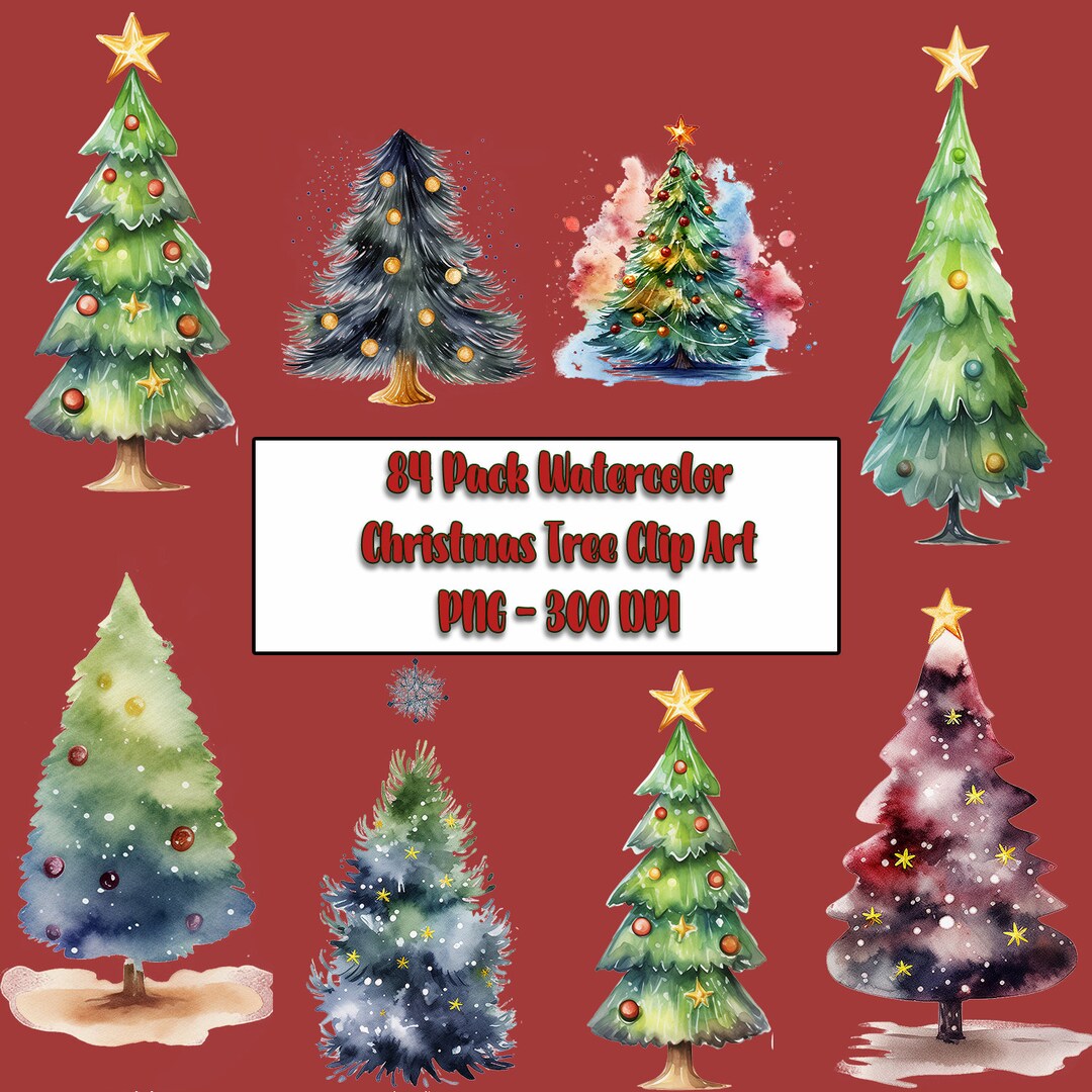 84 Christmas Tree Clip Art PNG, Instant Download Clip Art, Christmas ...