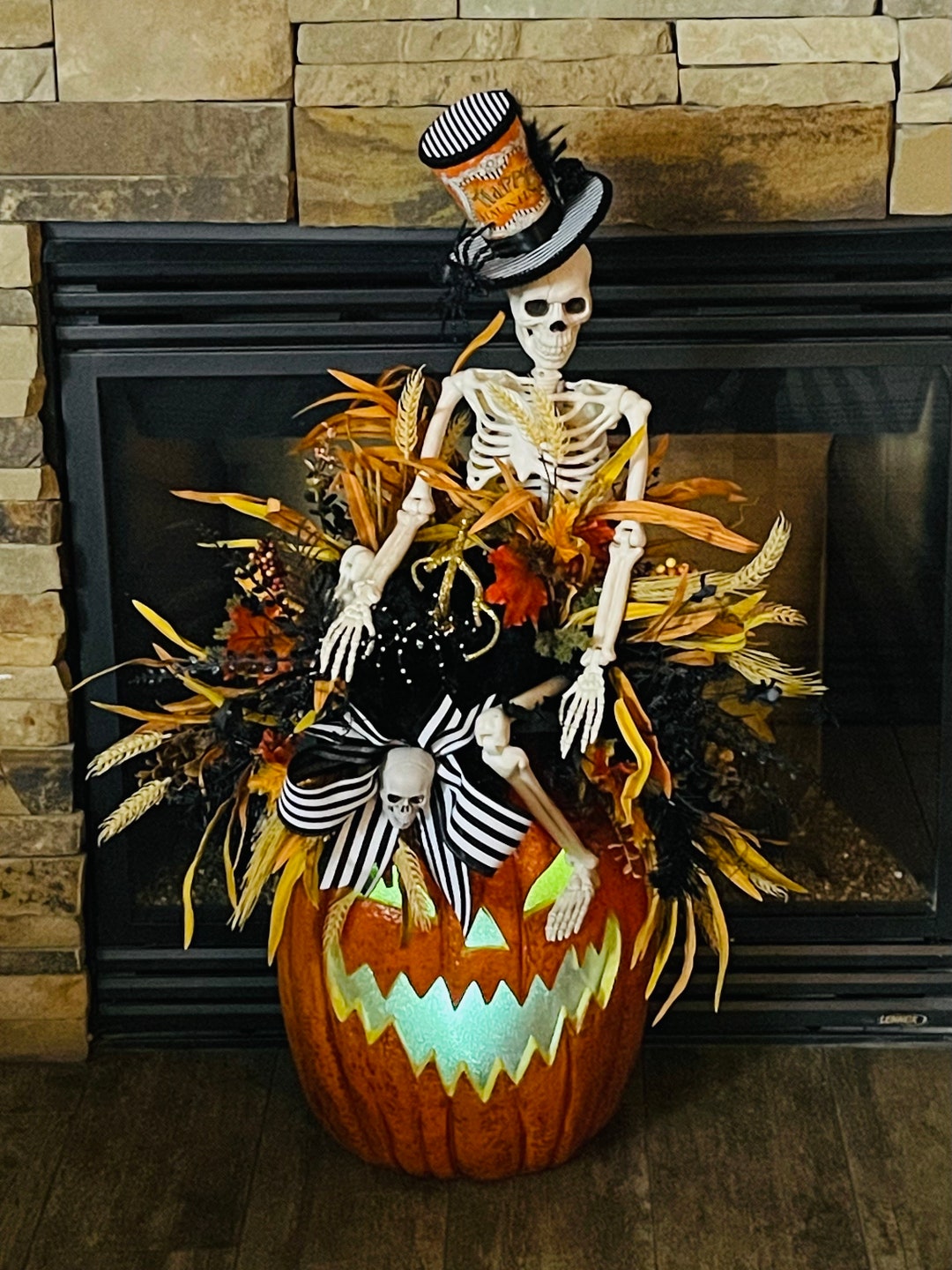 Halloween Centerpiece, Skeleton Arrangement, Halloween Decor, Halloween ...