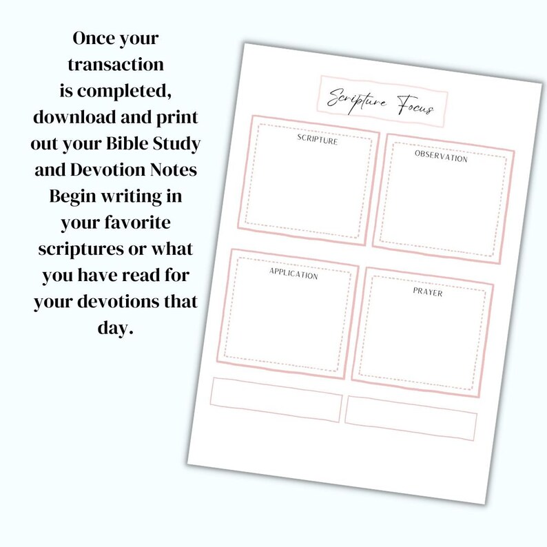 Bible Study and Devotion Notes Printable Pages Instant Download 99 ...