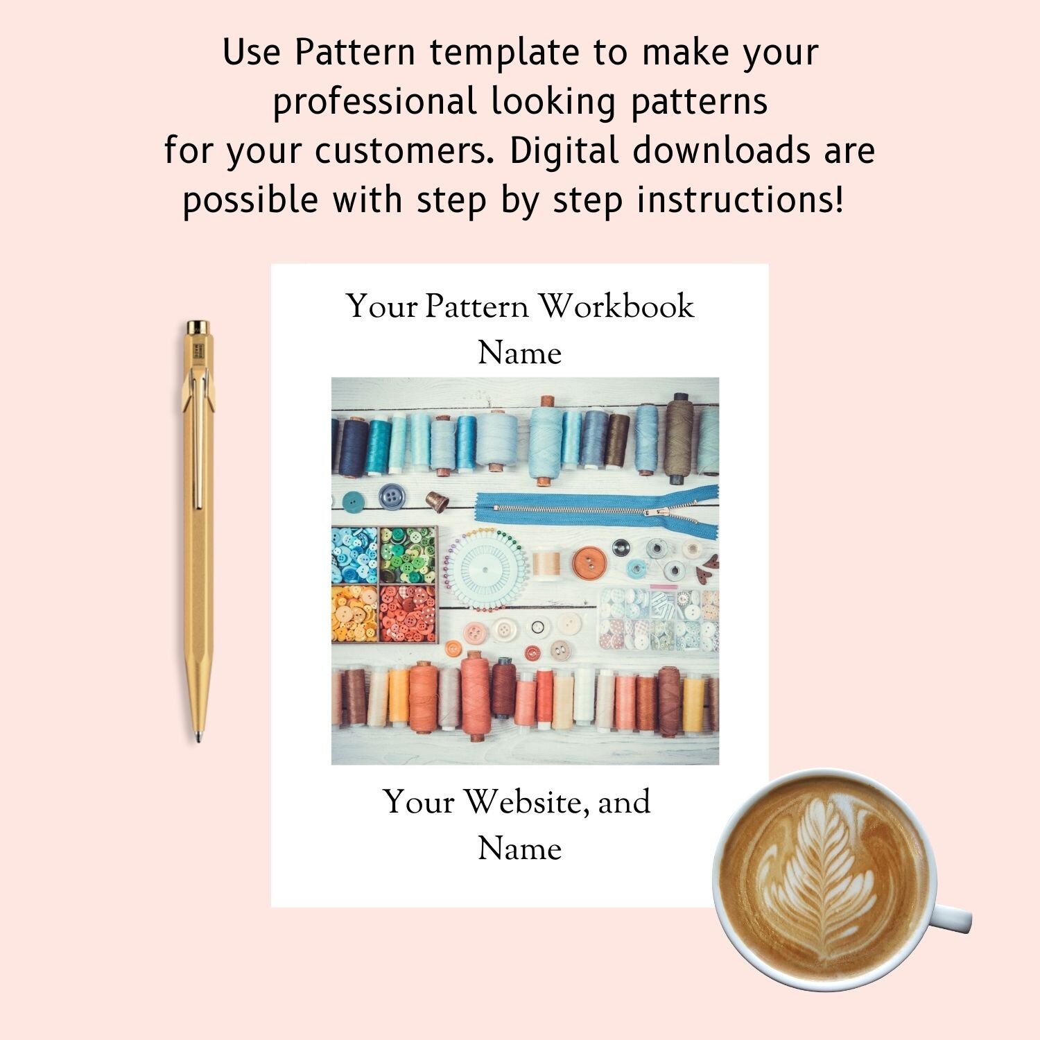 Pattern Workbook Template Digital Pattern Editable Design and 25page ...