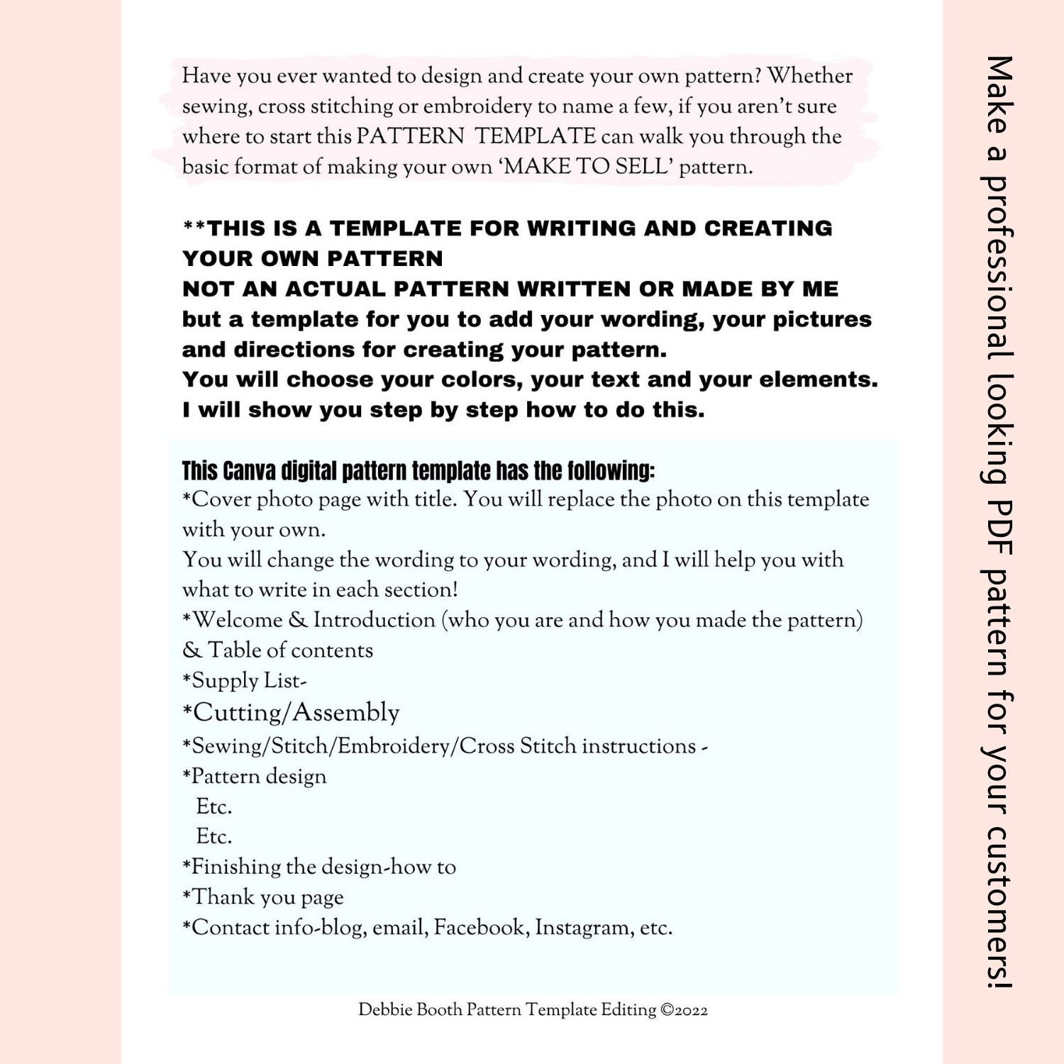 Pattern Workbook Template Digital Pattern Editable Design and 25page ...