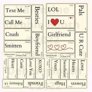 Valentine and Love Words Printable Flash Cards 35 Cards Print Cut and ...