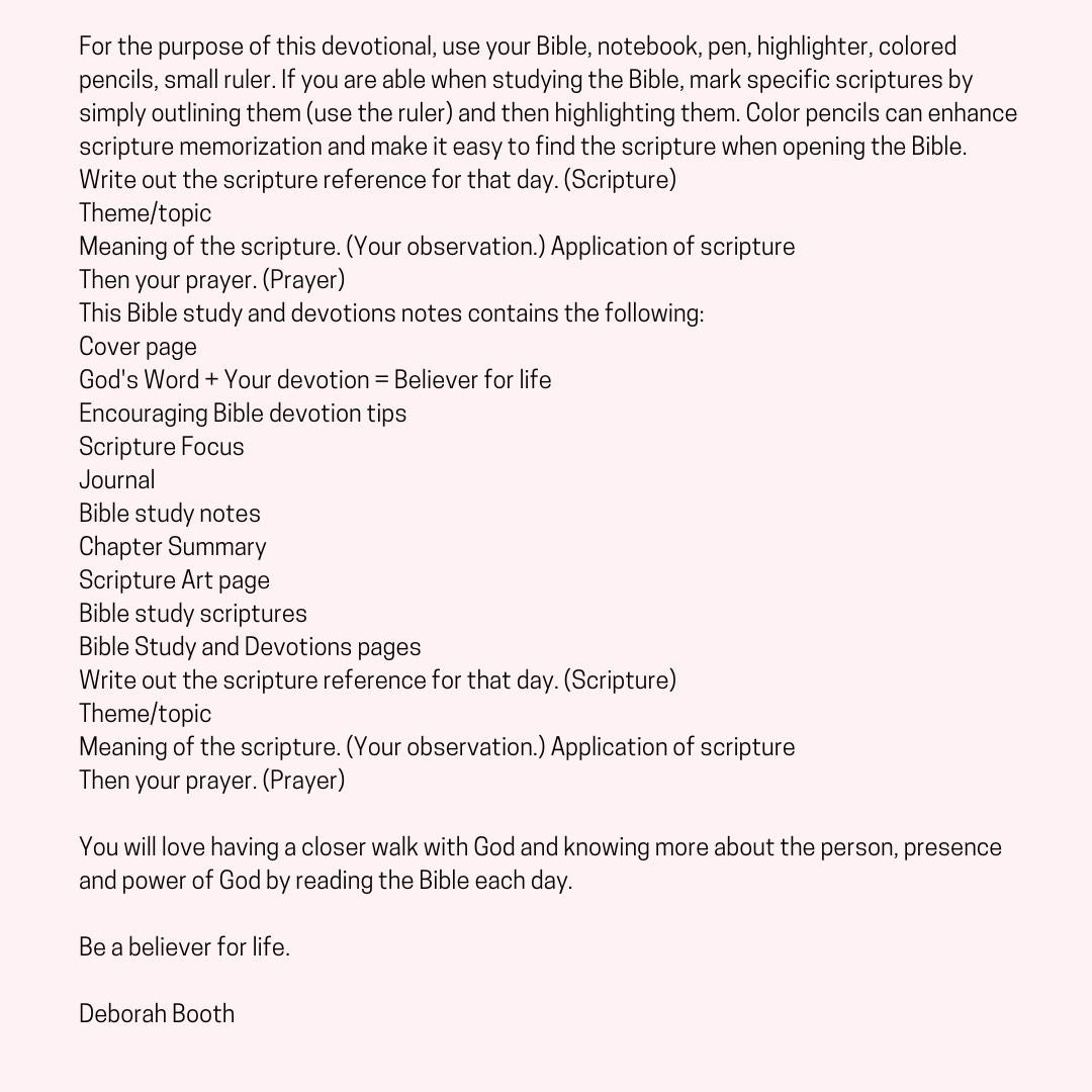 Bible Study and Devotion Notes Printable Pages Instant Download 99 ...