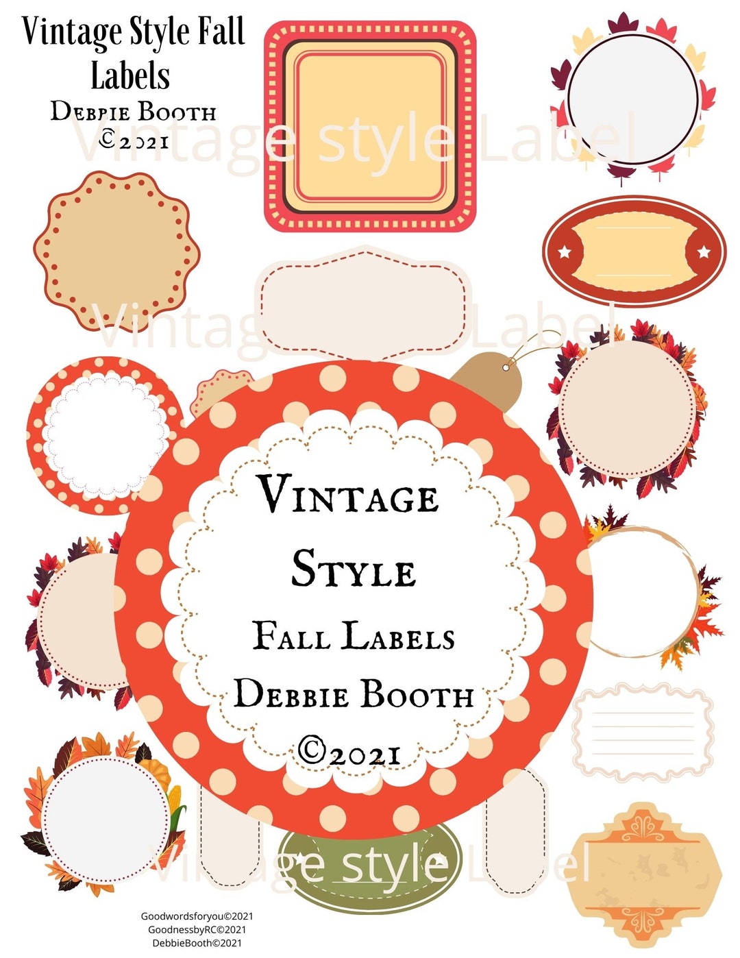 Vintage Style Fall Labels Clipart Ephemera Printable Digital - Etsy