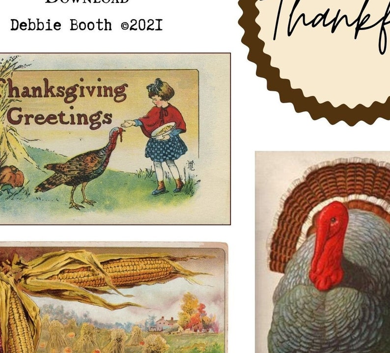 Printable Vintage Style Thanksgiving Junk Journal Ephemera Digital ...