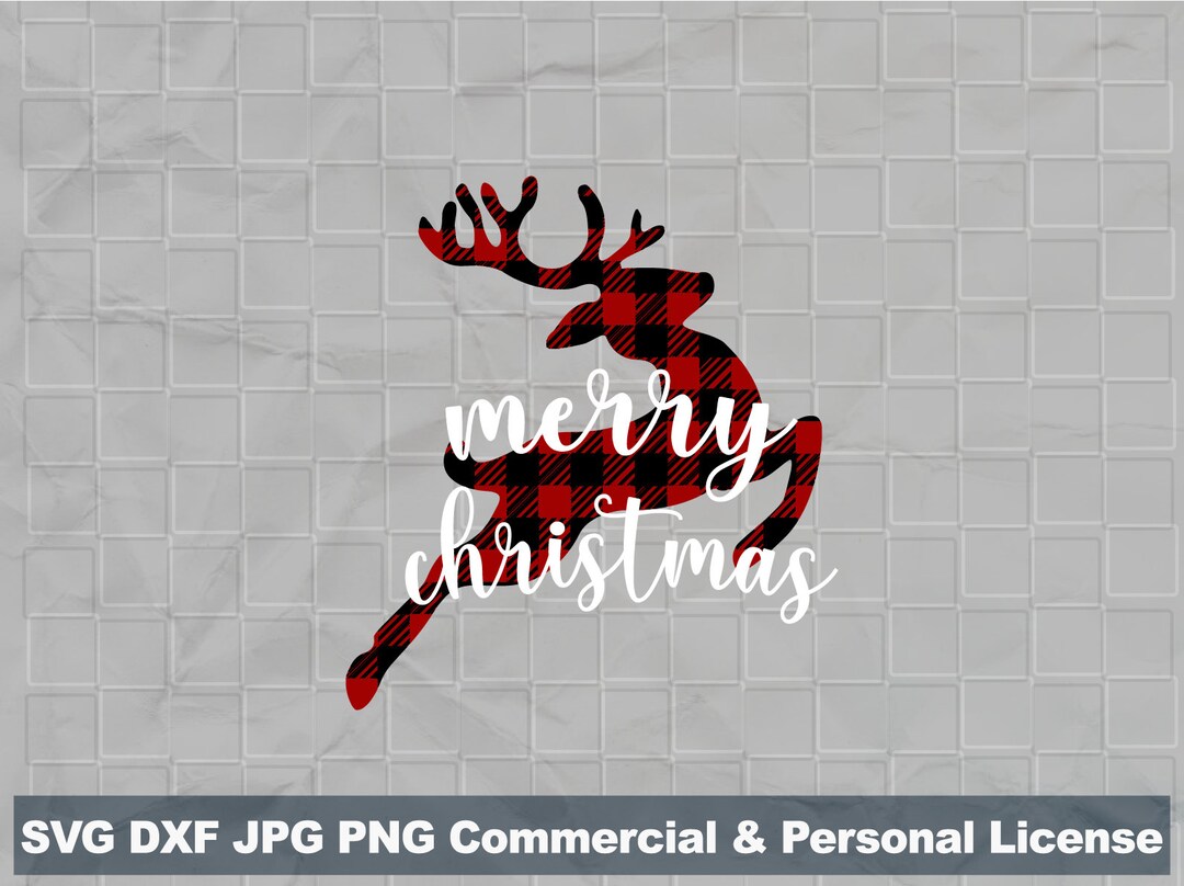 Merry Christmas Deer Svg, Plaid Deer Svg, Christmas Svg Files ...