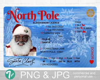 Santa Claus License PNG Christmas North Pole Santa's - Etsy