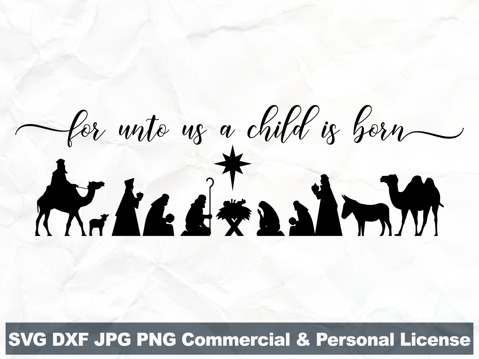For Unto Us a Child is Born Svg, Nativity SVG, the Stars Are Brightly ...