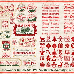 Christmas Wonder Bundle SVG, North Pole Svg Bundle, Christmas Font ...