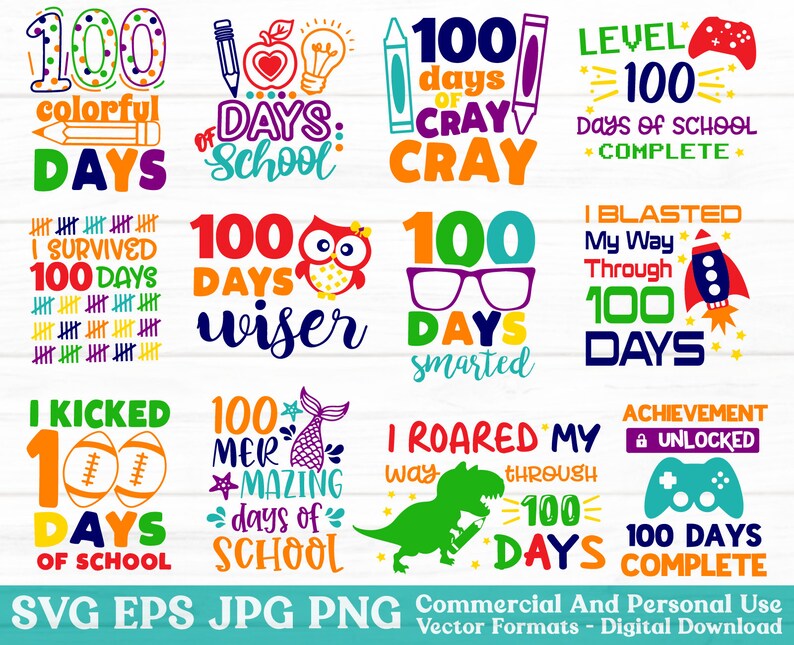 100 Days of School Bundle SVG School Shirt Svg 100 Days of - Etsy