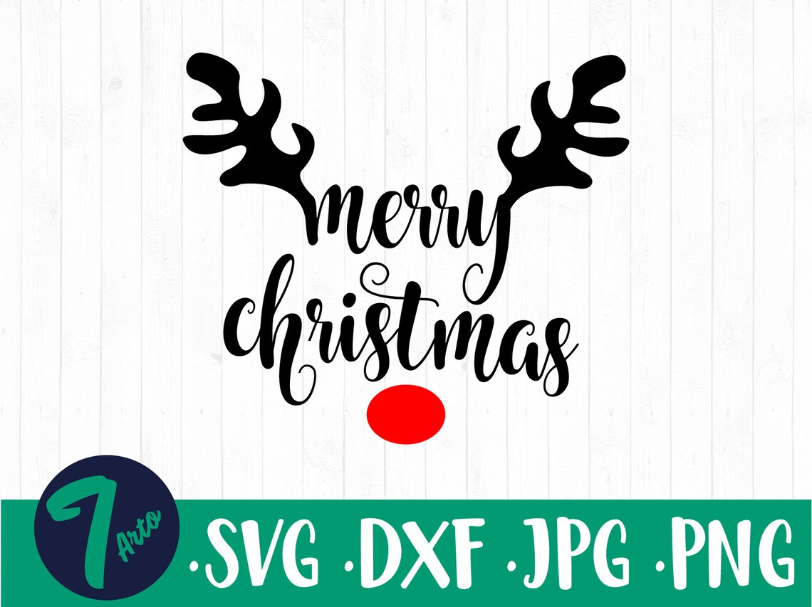 Merry Christmas SVG File Antlers SVG Reindeer SVG Ornament - Etsy