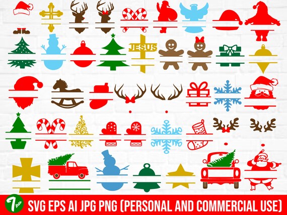 Christmas Frames Bundle SVG Files Name Frame SVG Split Name | Etsy