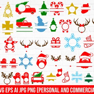 Christmas Frames Bundle SVG Files Name Frame SVG Split Name - Etsy