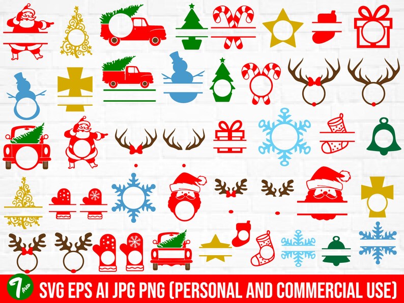 Christmas Frames Bundle SVG Files Name Frame SVG Split Name - Etsy