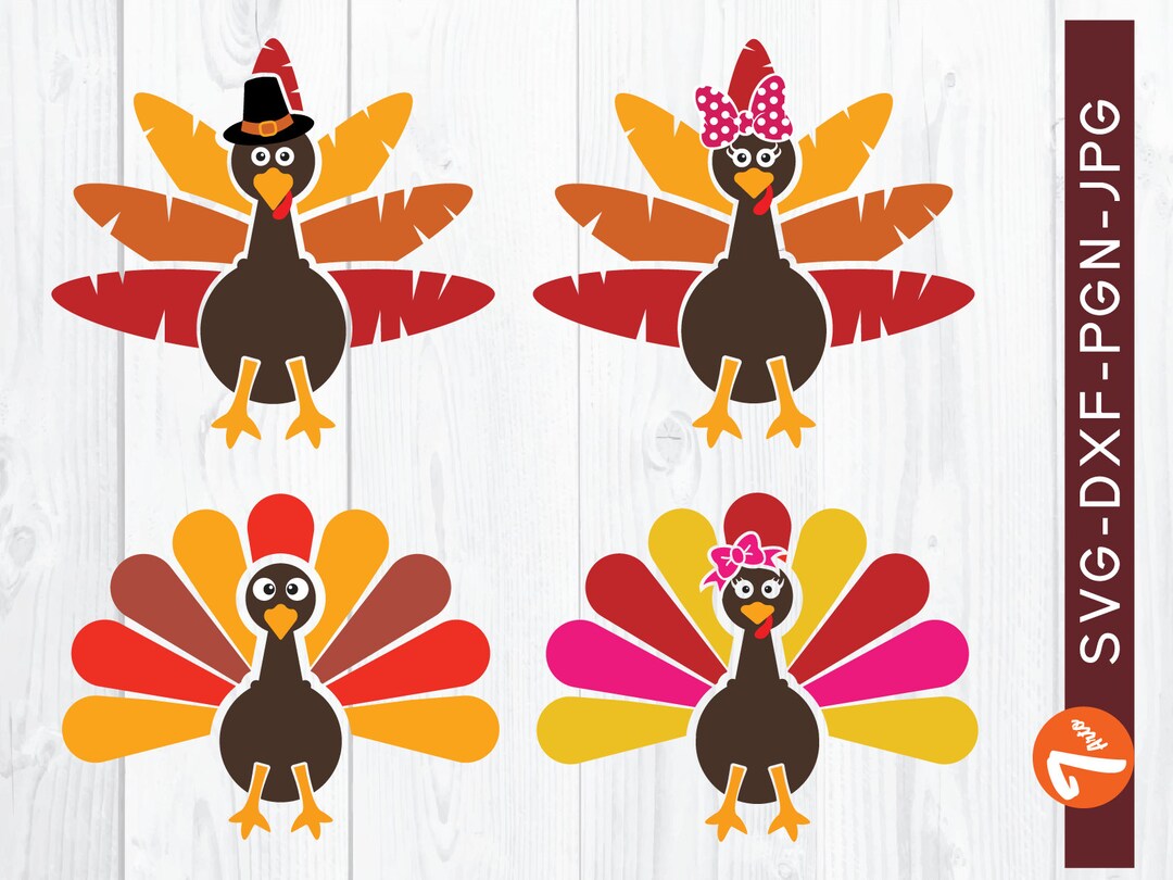 Turkey Svg, Girl Turkey Svg, Boy Turkey Svg, Thanksgiving Svg Dxf Eps ...