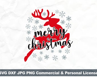 Merry Christmas Deer Svg - Etsy