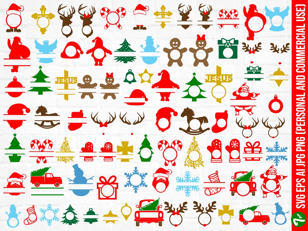 Christmas Monogram Bundle SVG Files, Christmas Tree Svg, Santa Frame ...