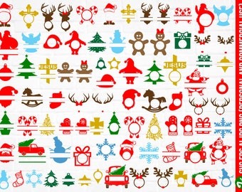 Christmas Frames Bundle SVG Files, Name Frame SVG, Split Name Frame Svg ...