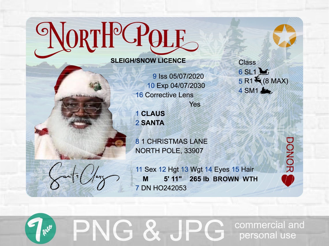 Santa Claus License PNG Santa's Lost Driver's License | Etsy