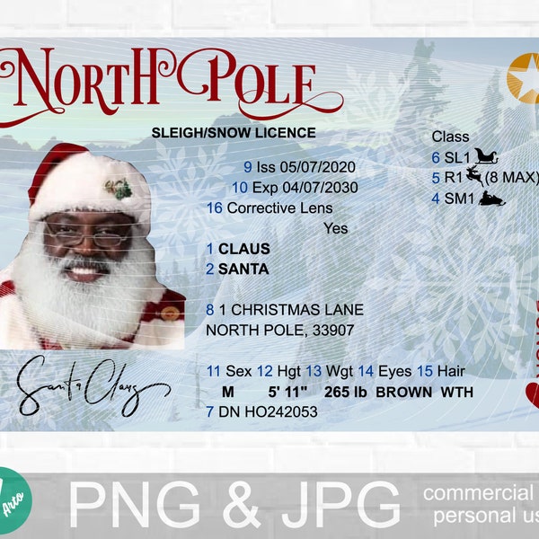 Black Santa Drivers License Svg - Etsy