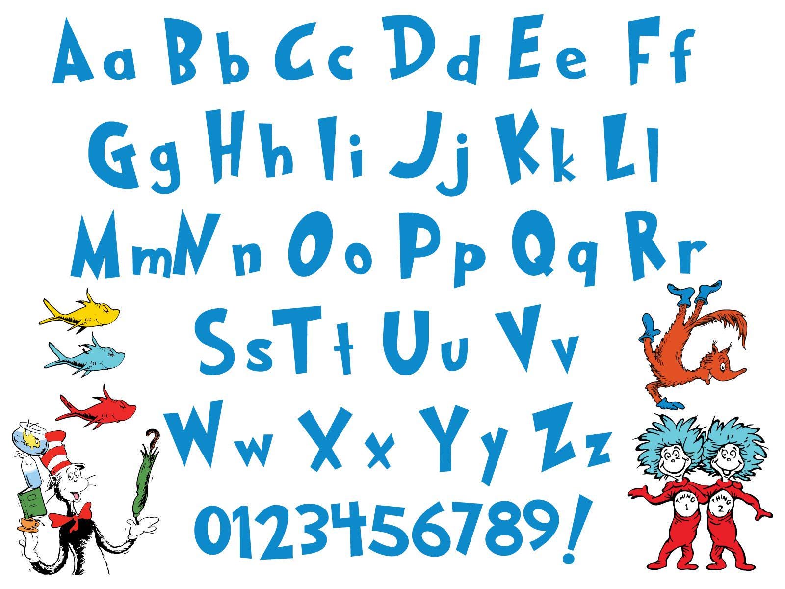 Dr Seuss Font Svg, Dr Seuss Alphabet Svg, Dr. Seuss Quotes Cat in the ...
