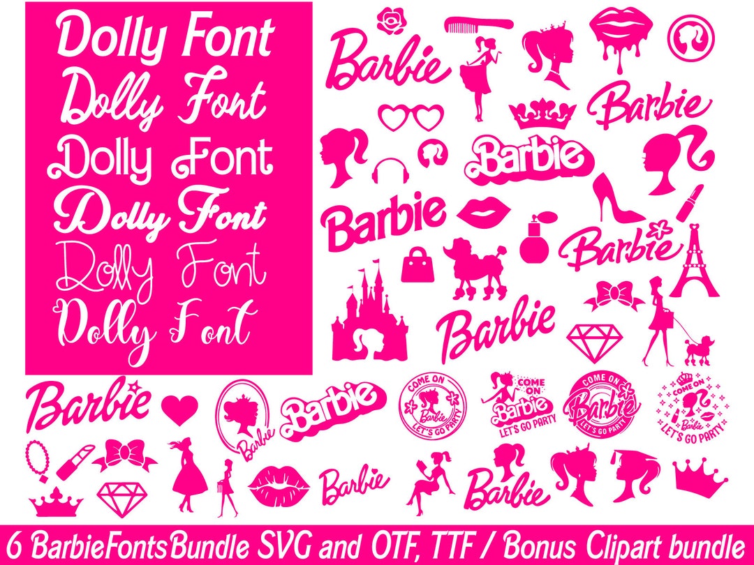 Dolly Font Bundle SVG, Princess Silhouette, Pink Doll Svg, Girl Svg ...
