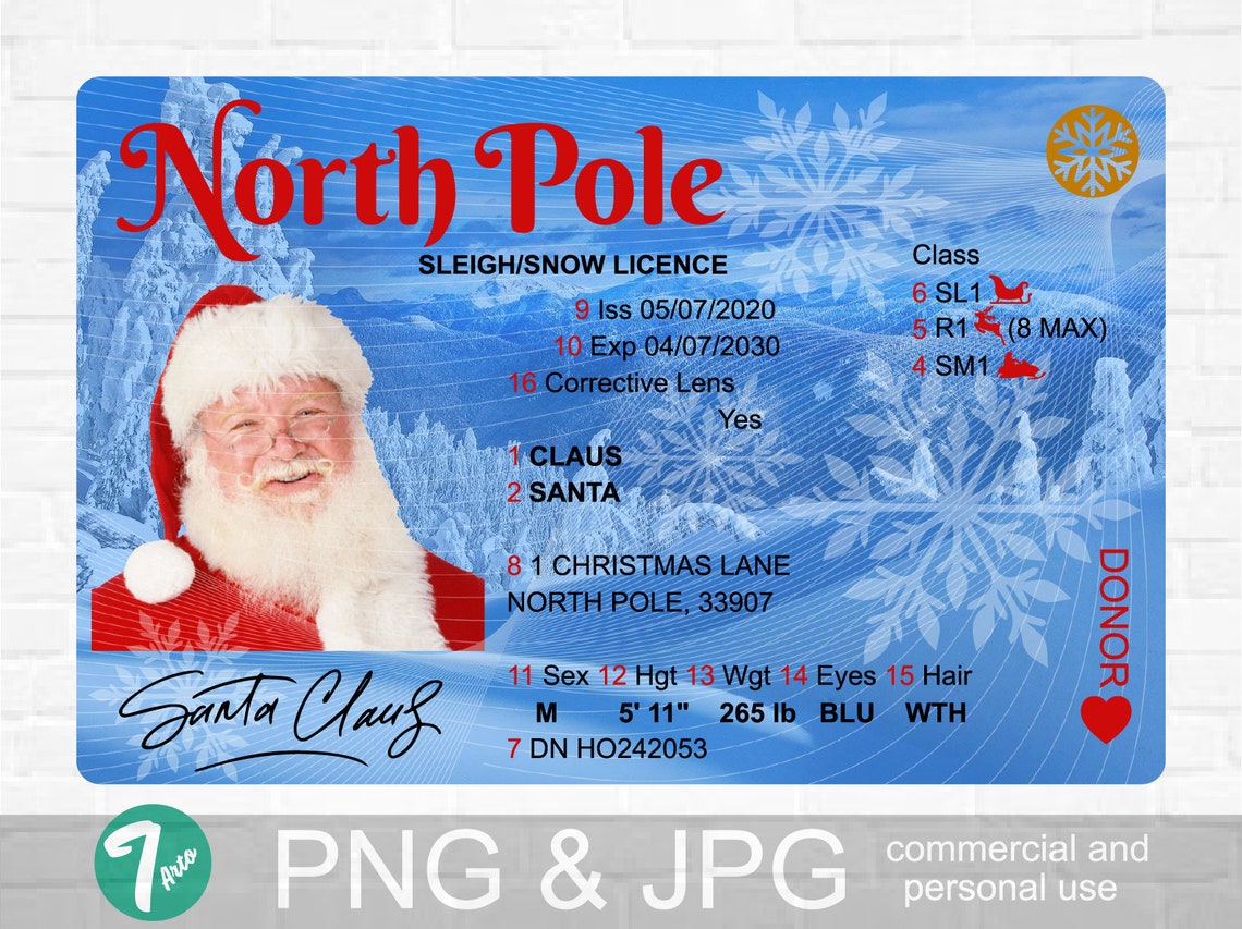 Santa Claus License PNG, Christmas, North Pole , Santa's Lost Driver's ...