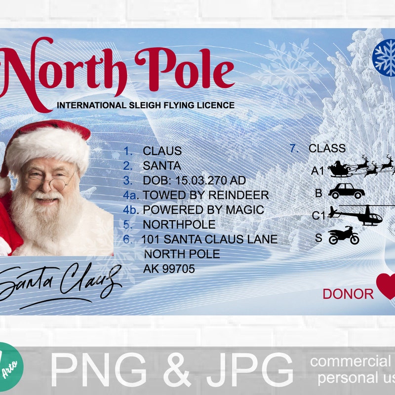Santa Claus Drivers License - Etsy