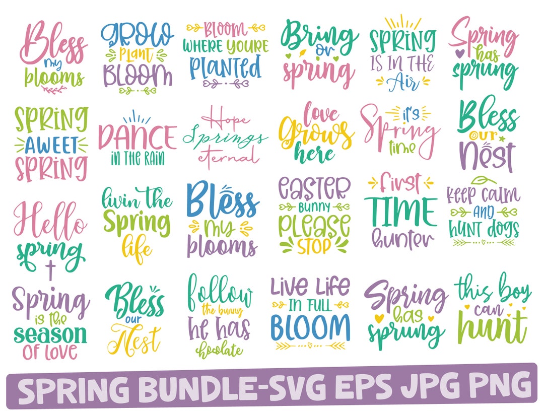 Spring Svg Bundle, Easter 2025 Svg , Hello Spring Svg, Spring is Here ...