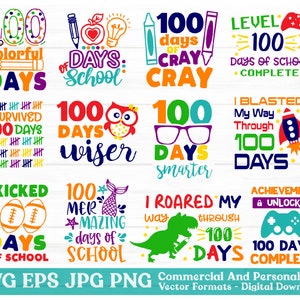 100 Days of School Bundle SVG, School Shirt Svg, 100 Days of School Png ...
