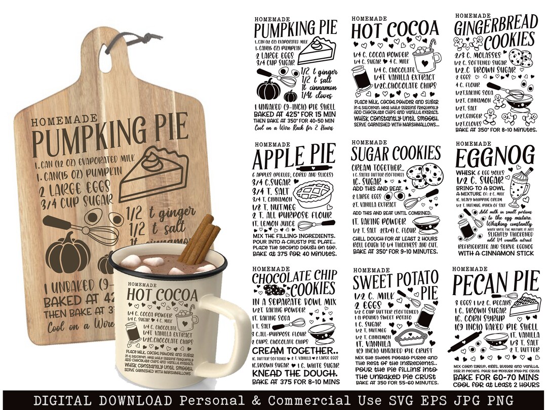 Kitchen SVG Bundle , Recipe SVG, , Chocolate Chip Cookie Recipe SVG ...