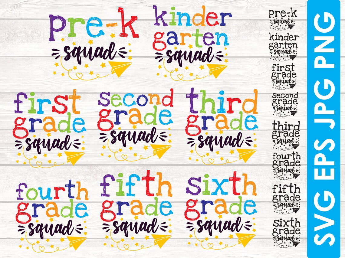 School Squad Bundle SVG Hello School SVG First Day of School - Etsy